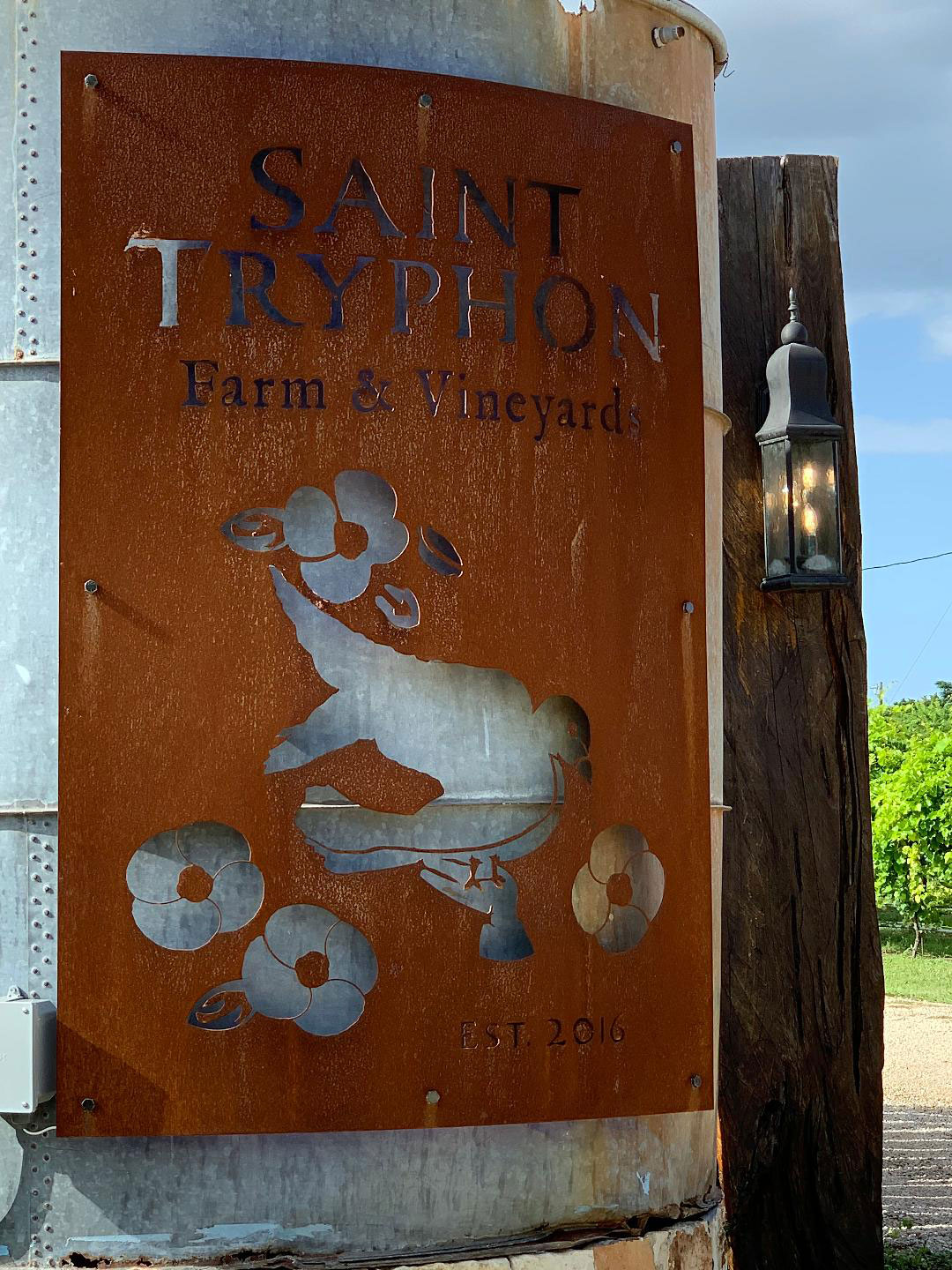 Saint watches over new winery